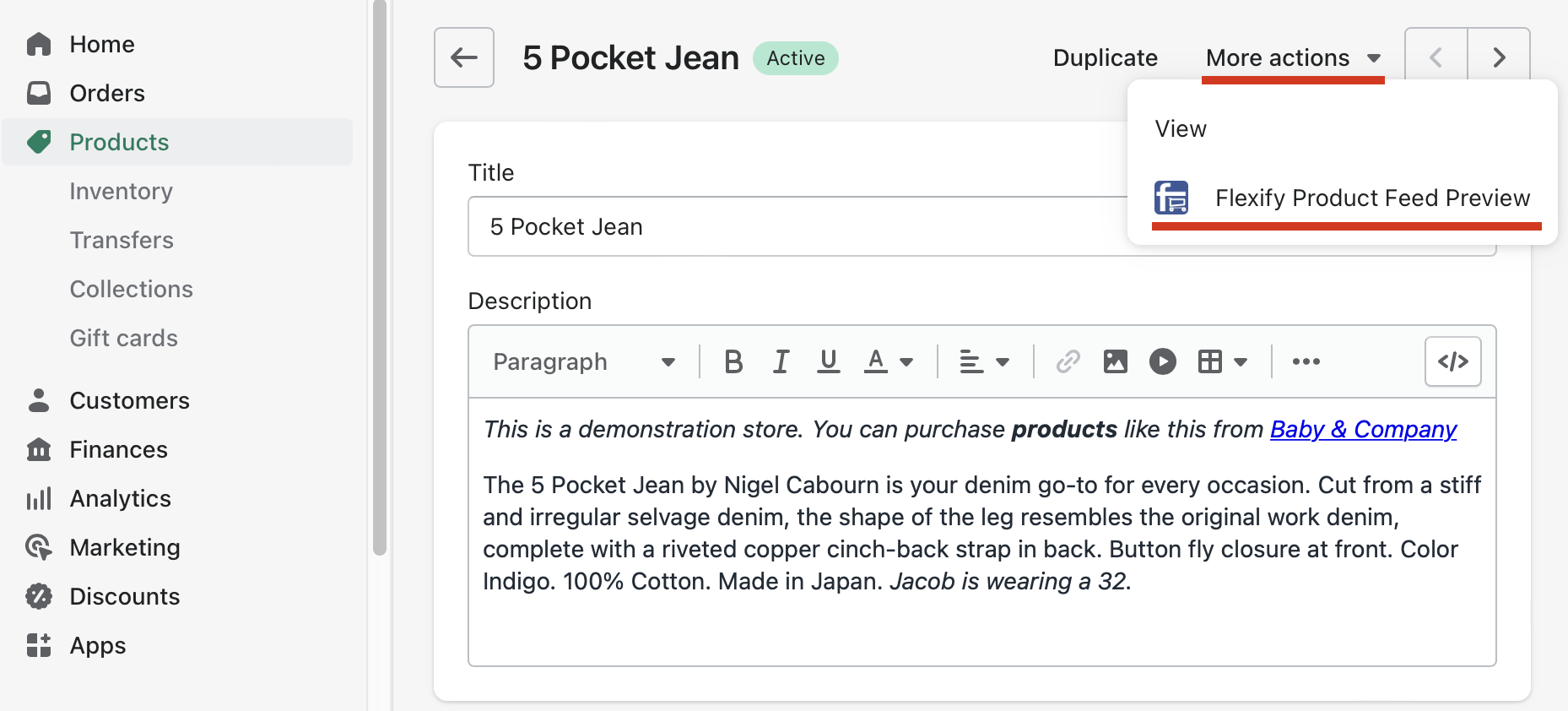 Product preview page